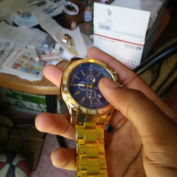 Accessories | Mens Royal Blue Gold Watch | Poshmark